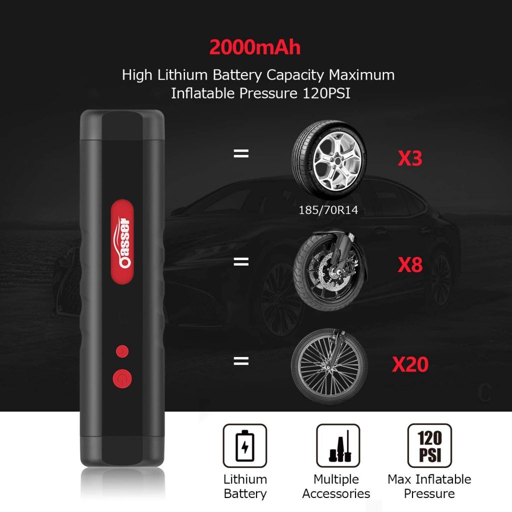 Oasser Air Compressor Portable Mini Air Inflator Hand Held Tire Pump ...