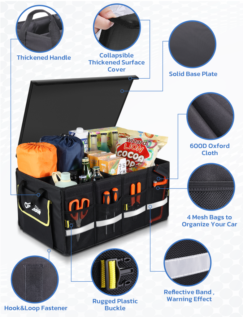 Oasser Car Boot Organiser Storage, Collapsible Waterproof Durable Multi ...