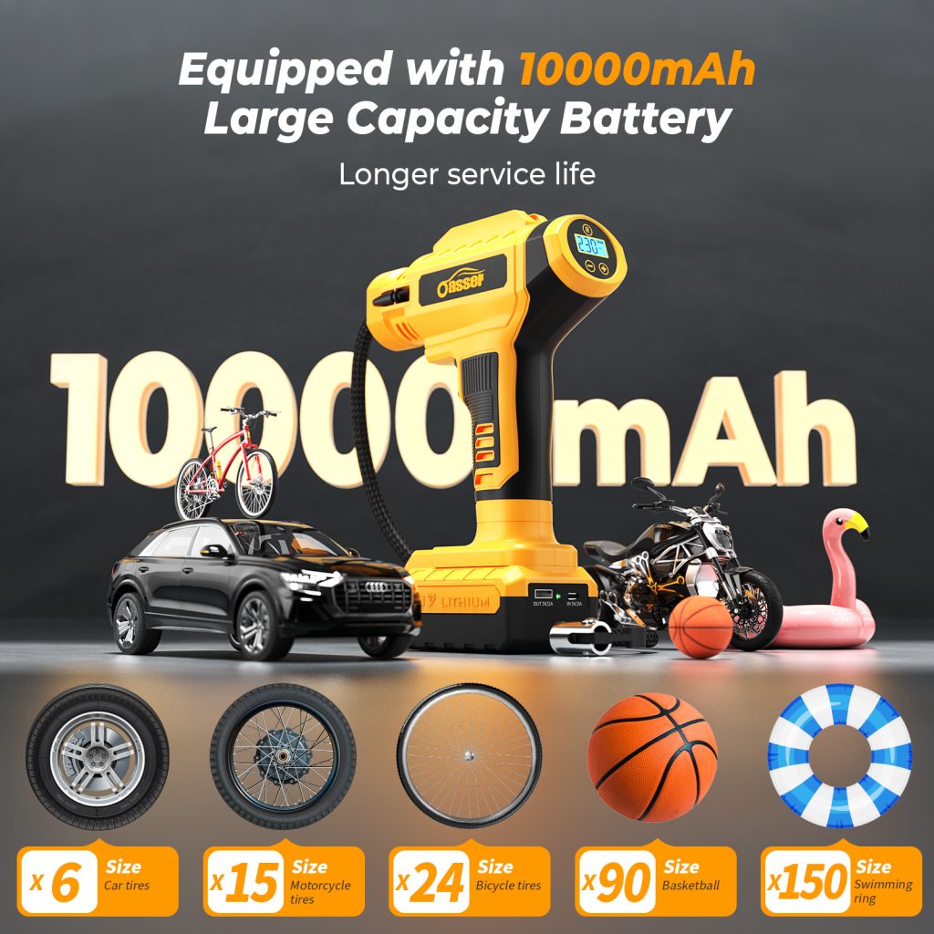 Oasser Air Compressor Tire Inflator Portable 20V Cordless Tire Pump for ...
