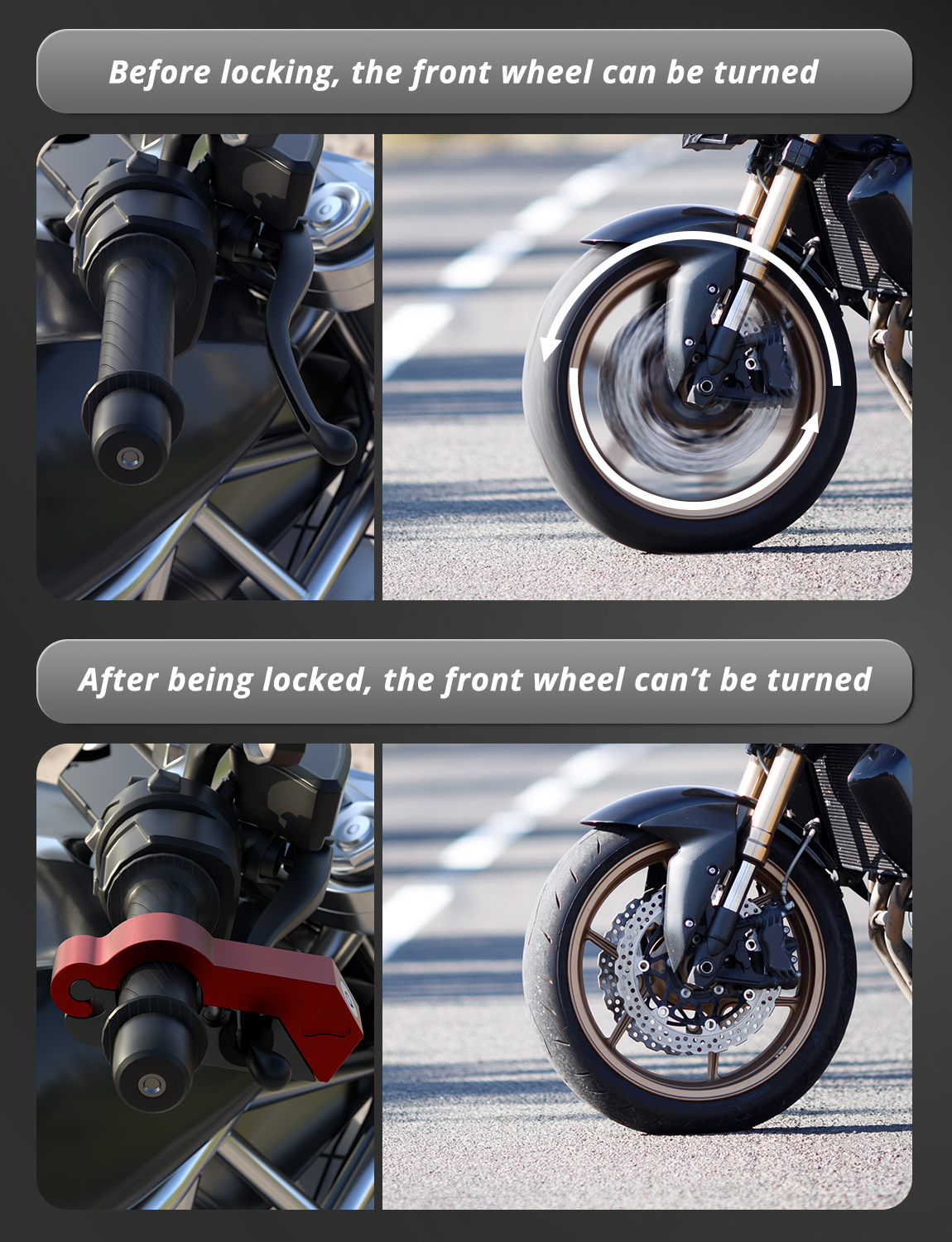 Oasser Motorcycle Lock, Handlebar Lock & Helmet Lock Combo, Anti Theft ...