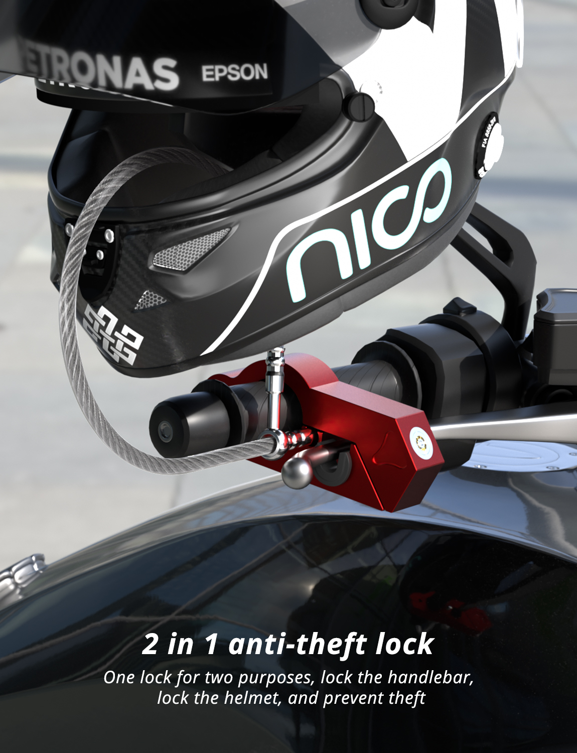 Oasser Motorcycle Lock, Handlebar Lock & Helmet Lock Combo, Anti Theft ...